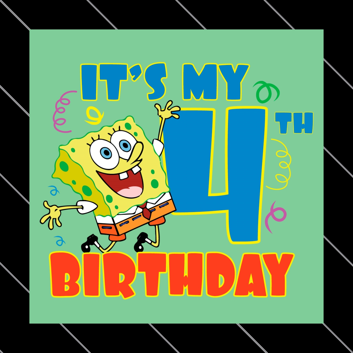 Spongebob Birthday Boy 4 Years Old Svg | Inspire Uplift