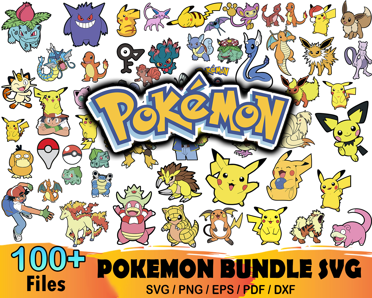 100 Pokemon Bundle Svg, Pokemon Svg, Pikachu Svg Bundle | Inspire Uplift
