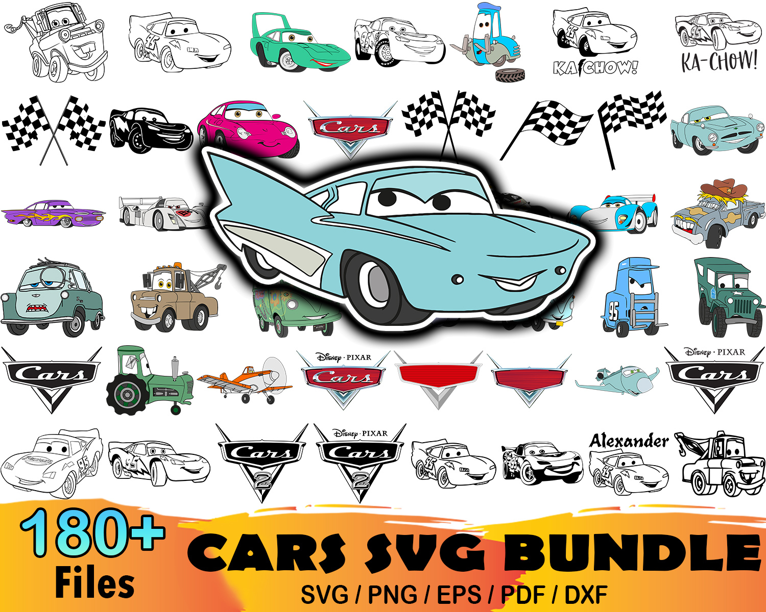 180 Cars Svg Bundle, Disney Svg, Pixar Svg, Cars Disney Svg | Inspire ...