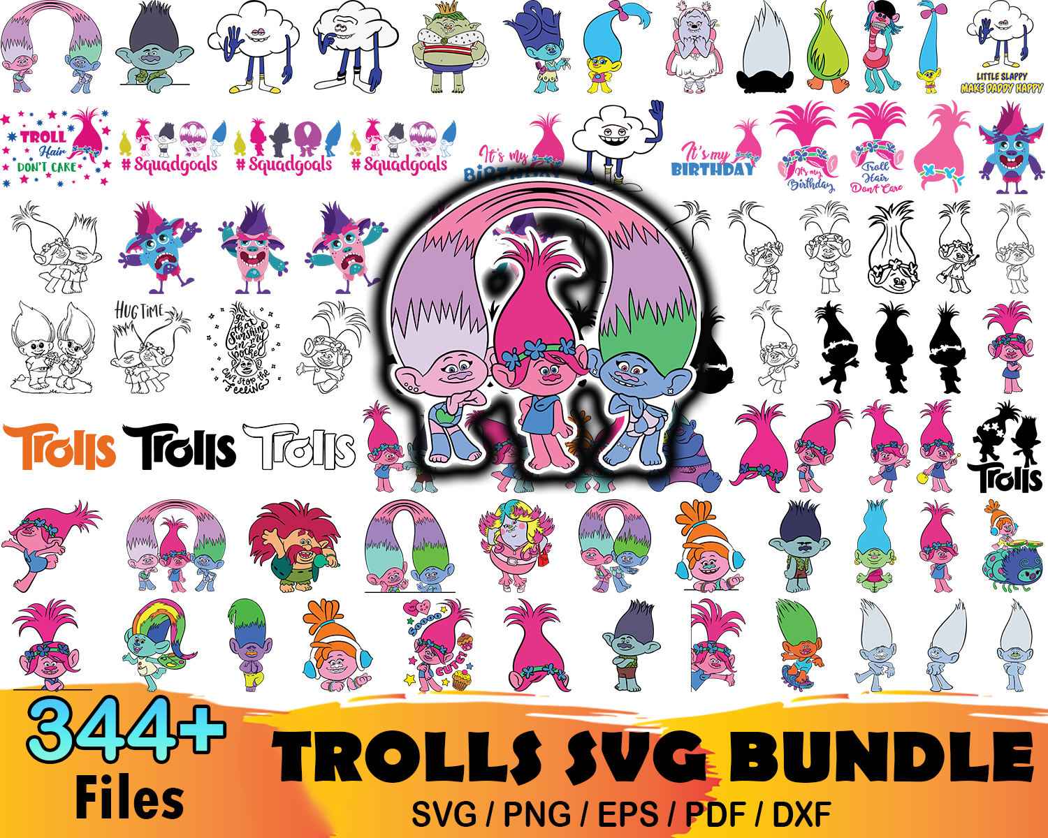 334 Trolls Svg Bundle, Poppy Queen Svg, Trolls Svg, Trolls W - Inspire ...