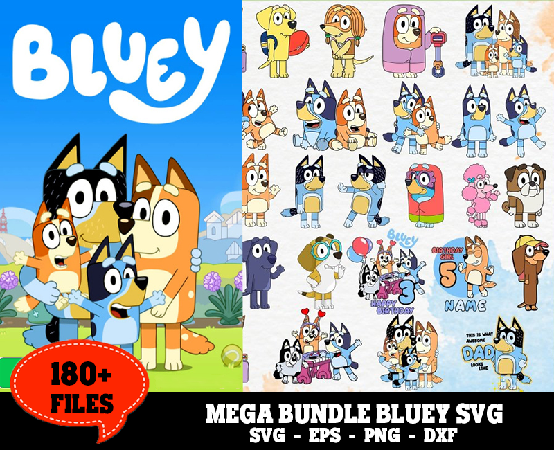 180 Files Mega Bundle Bluey Svg, Cartoon Svg, Bluey Svg - Inspire Uplift