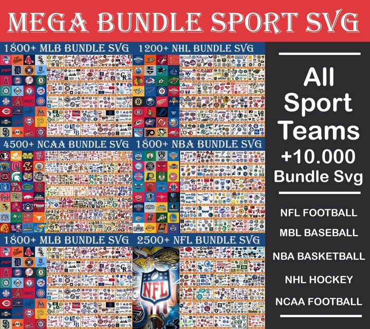 10000 Mega Bundle Sport Svg And All Sport Team Svg, NHL Svg, | Inspire ...