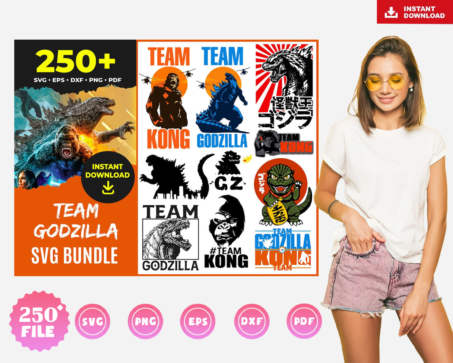250 Team Godzilla Svg Bundle, Godzilla Svg, Kong Svg File | Inspire Uplift