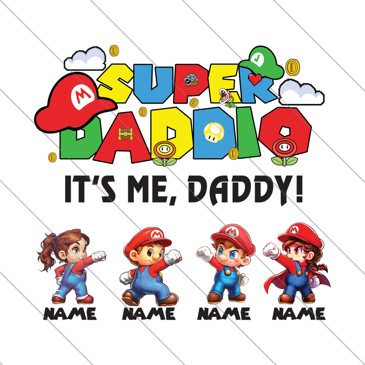 Personalized Super Daddio Shirt Design, Custom Kids Name Dad | Inspire ...