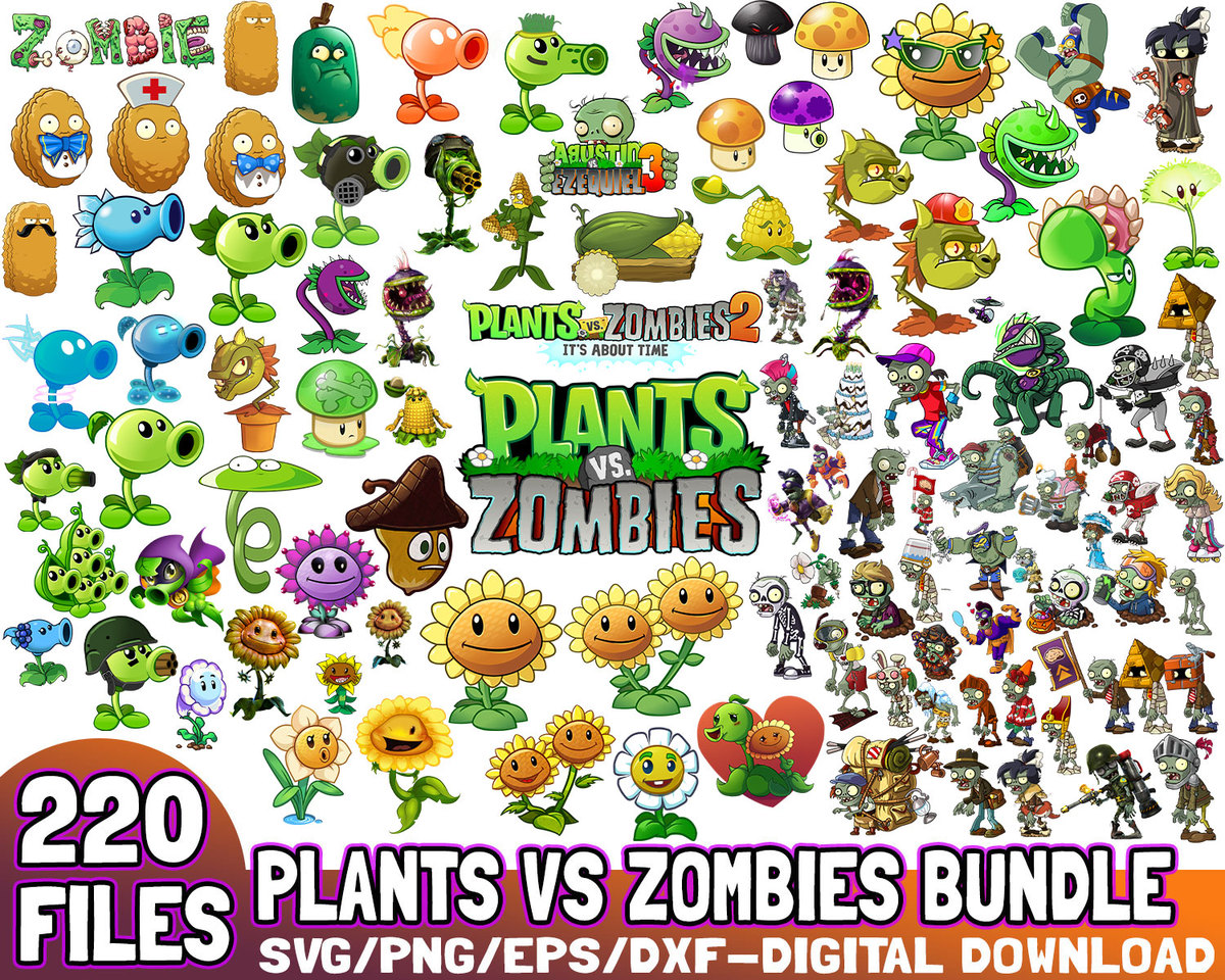 220 Files Plants vs Zombies Bundle SVG File Digital | Inspire Uplift