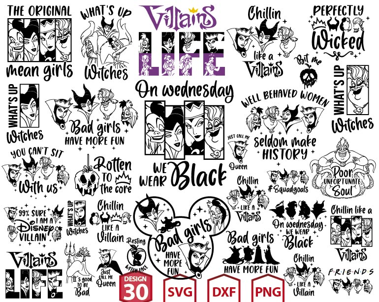 Disney Villains Svg Bundle, Disney Witches svg, Bad Girls sv - Inspire ...