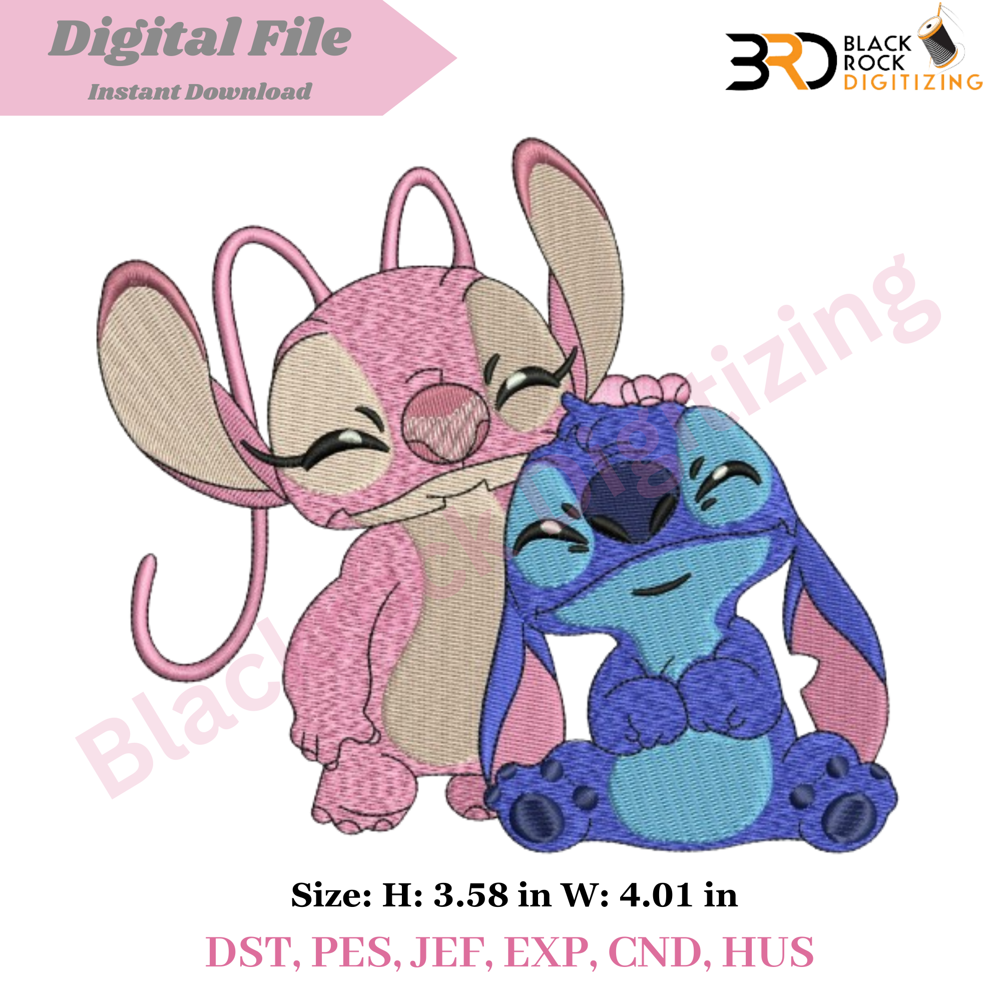 Stitch and Angel Embroidery Design File | Instant download | Inspire Uplift