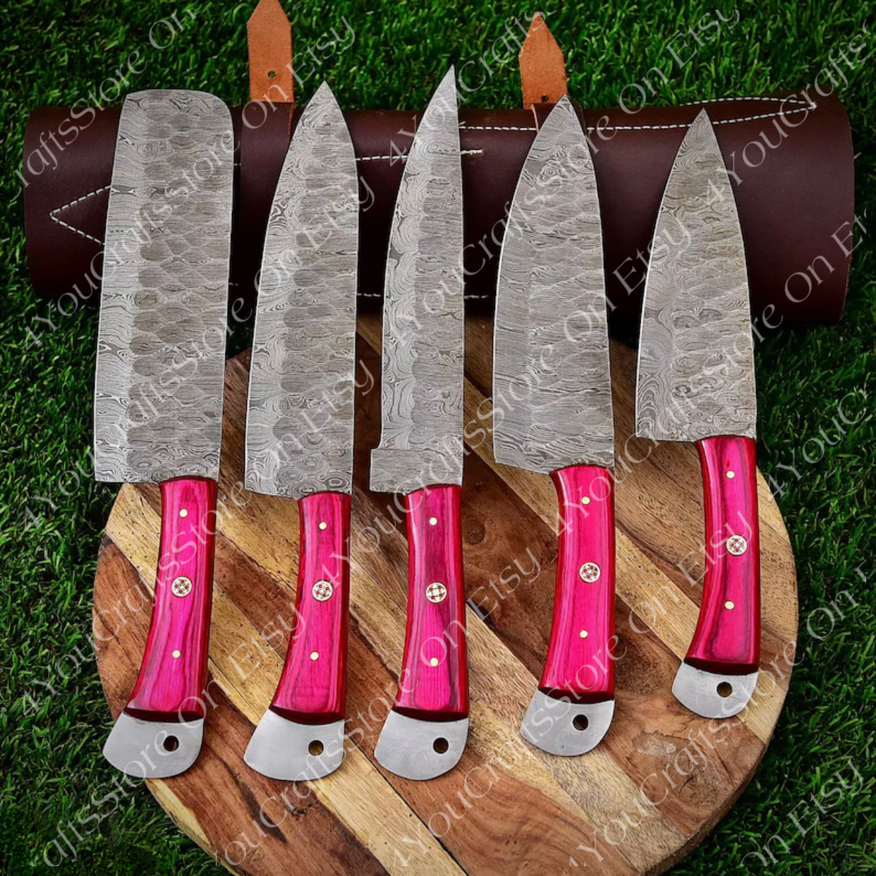 Hand Forged Kitchen Knives Set , Damascus Steel Chef Knives | Inspire ...