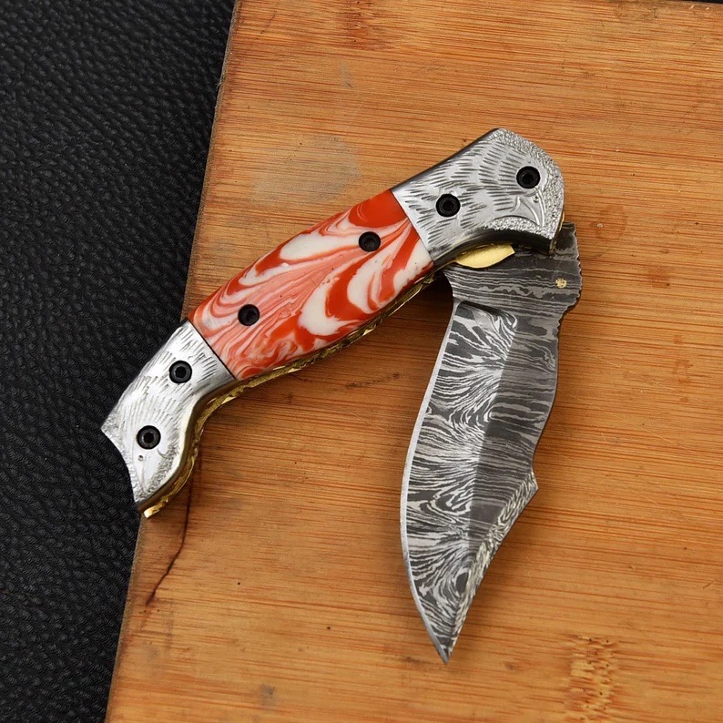 Handmade Folding Knife , Damascus Steel Pocket Knife , Chris | Inspire ...