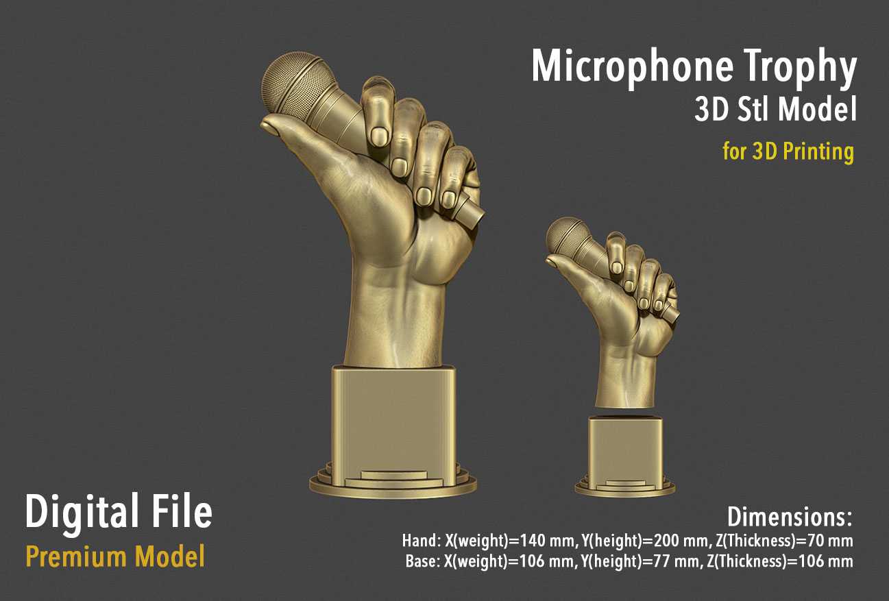 Microphone Trophy 3D STL Model Digital File | Inspire Uplift