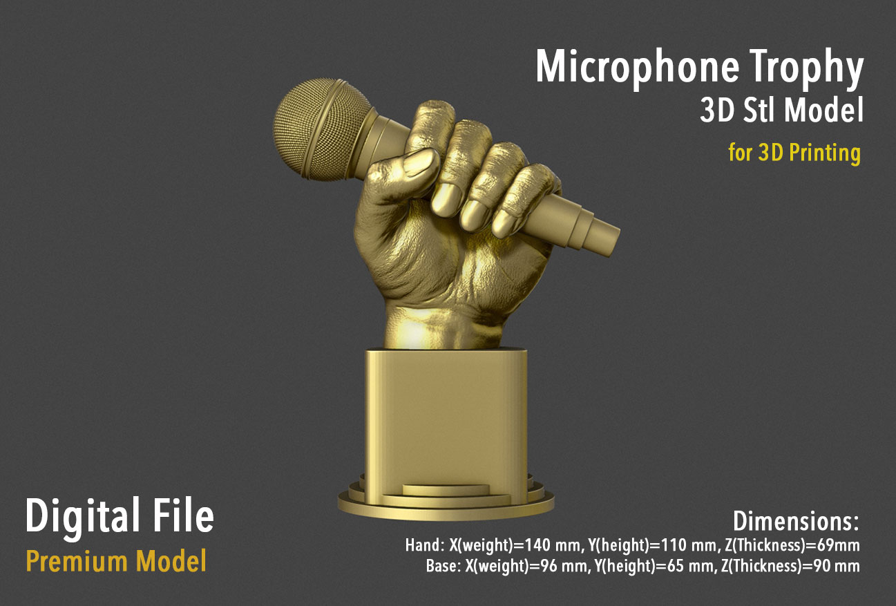 Microphone Trophy Award 3D Stl Model Digital File | Inspire Uplift