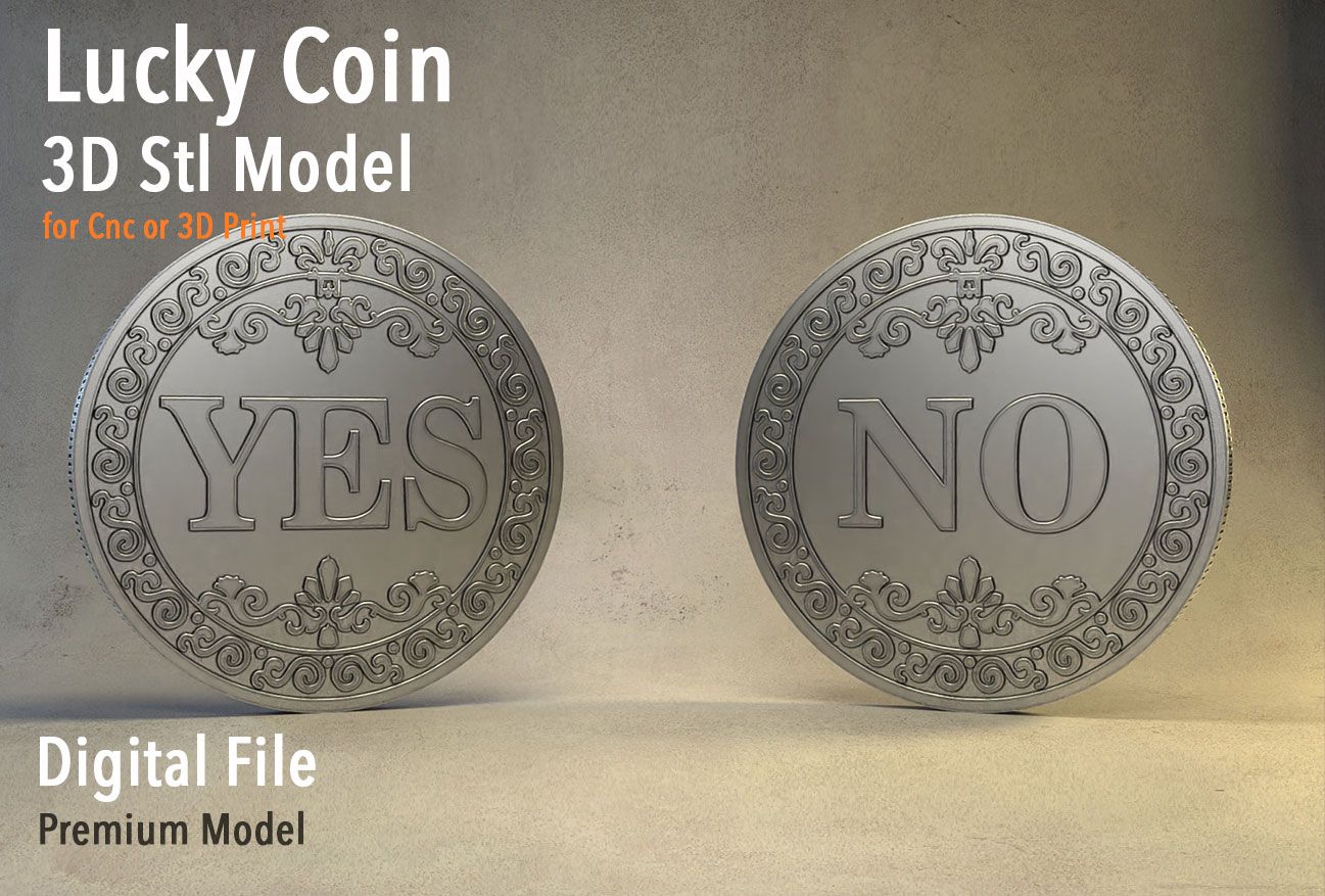 Lucky Coin 3D Stl Model for Cnc or 3D Printer Digital File | Inspire Uplift