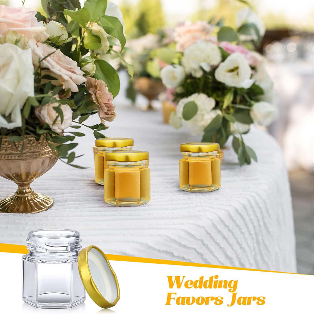 Mini Hexagon Glass Jars Bulk with Lids 1.5oz | Inspire Uplift