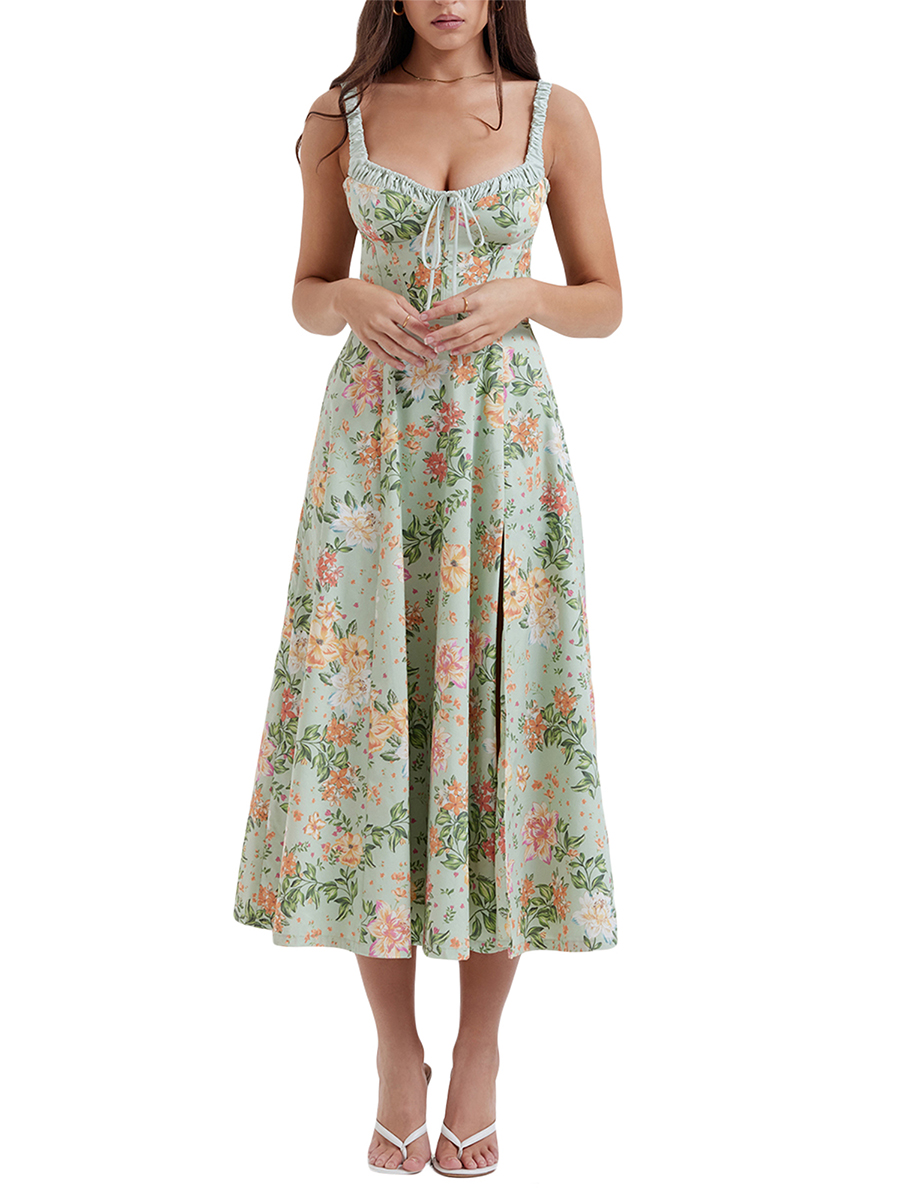 Floral Backless Sling Dress | Summer Midi Dress | Inspire Uplift