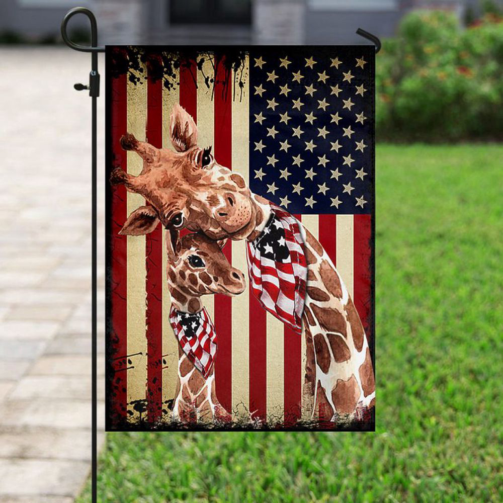 Giraffe Independence Day US Flag Garden House Flag | Inspire Uplift