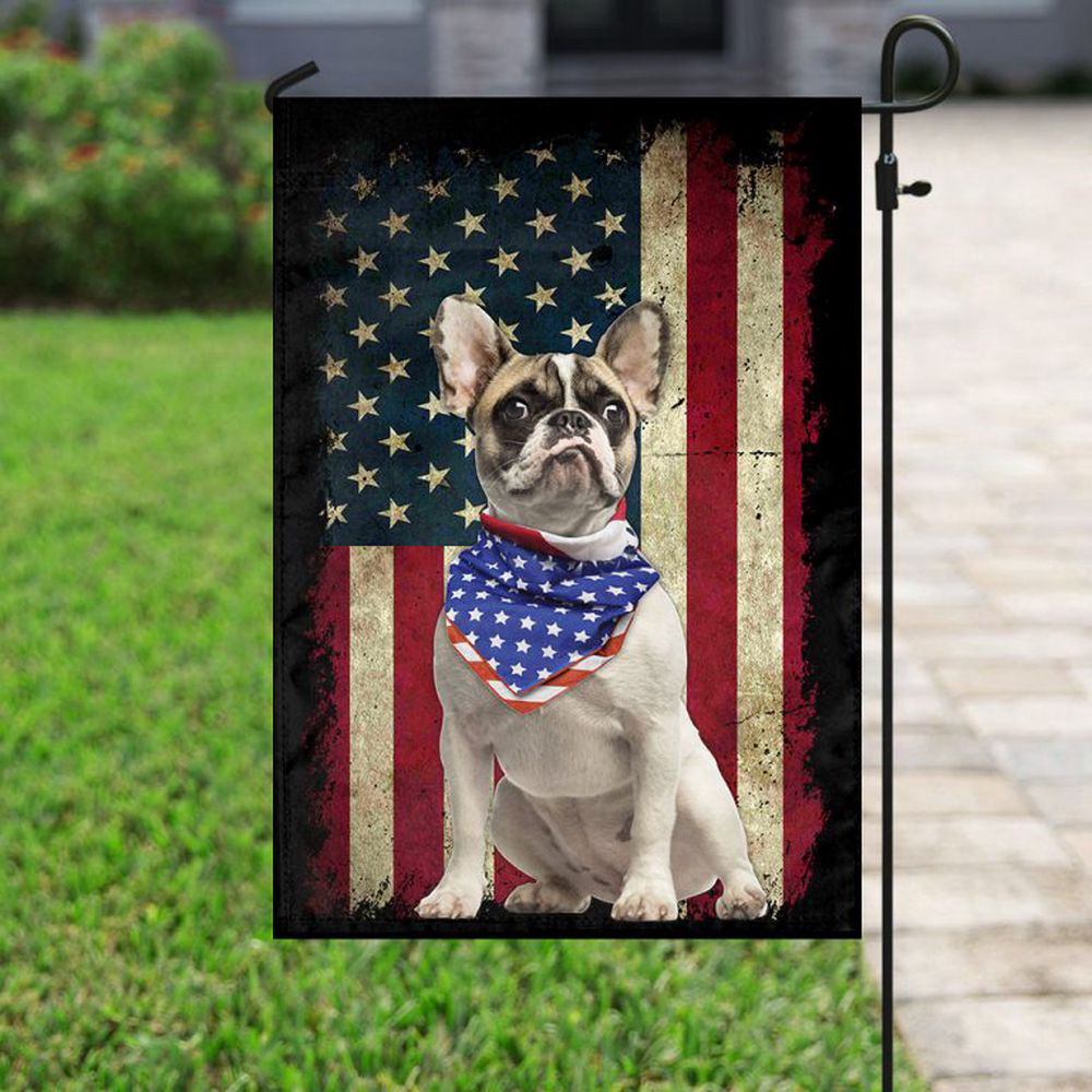 Frenchie Independence Day US Flag Garden House Flag | Inspire Uplift
