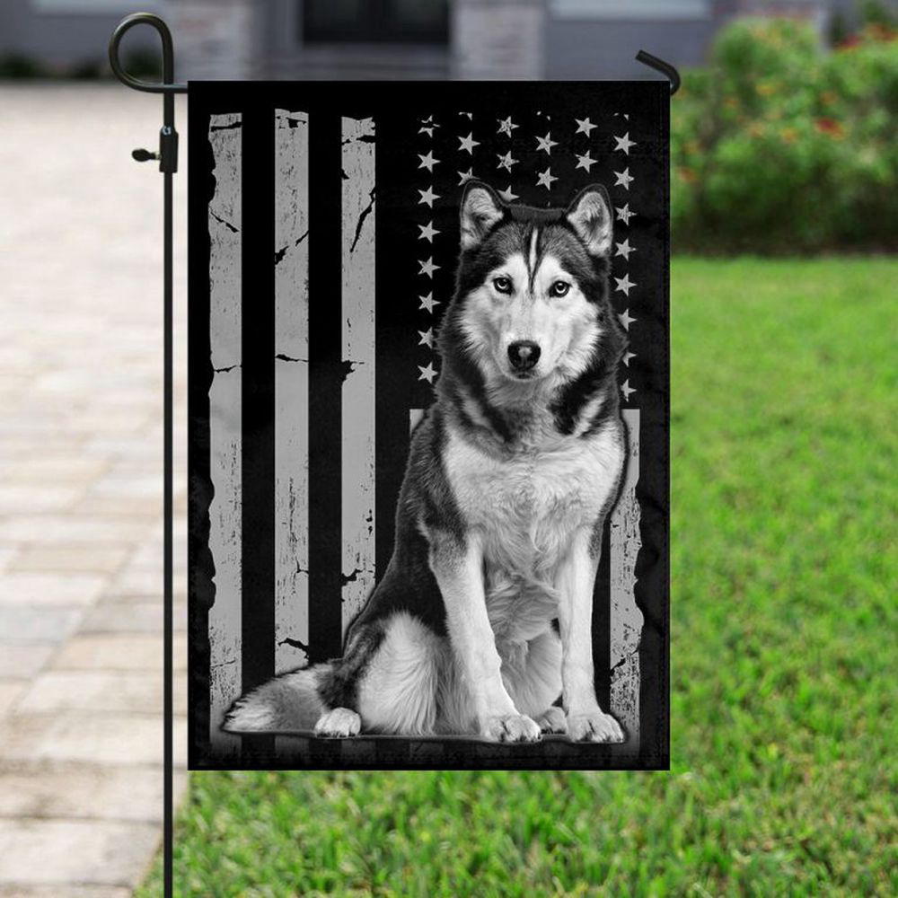 Husky Independence Day US Flag Garden House Flag | Inspire Uplift