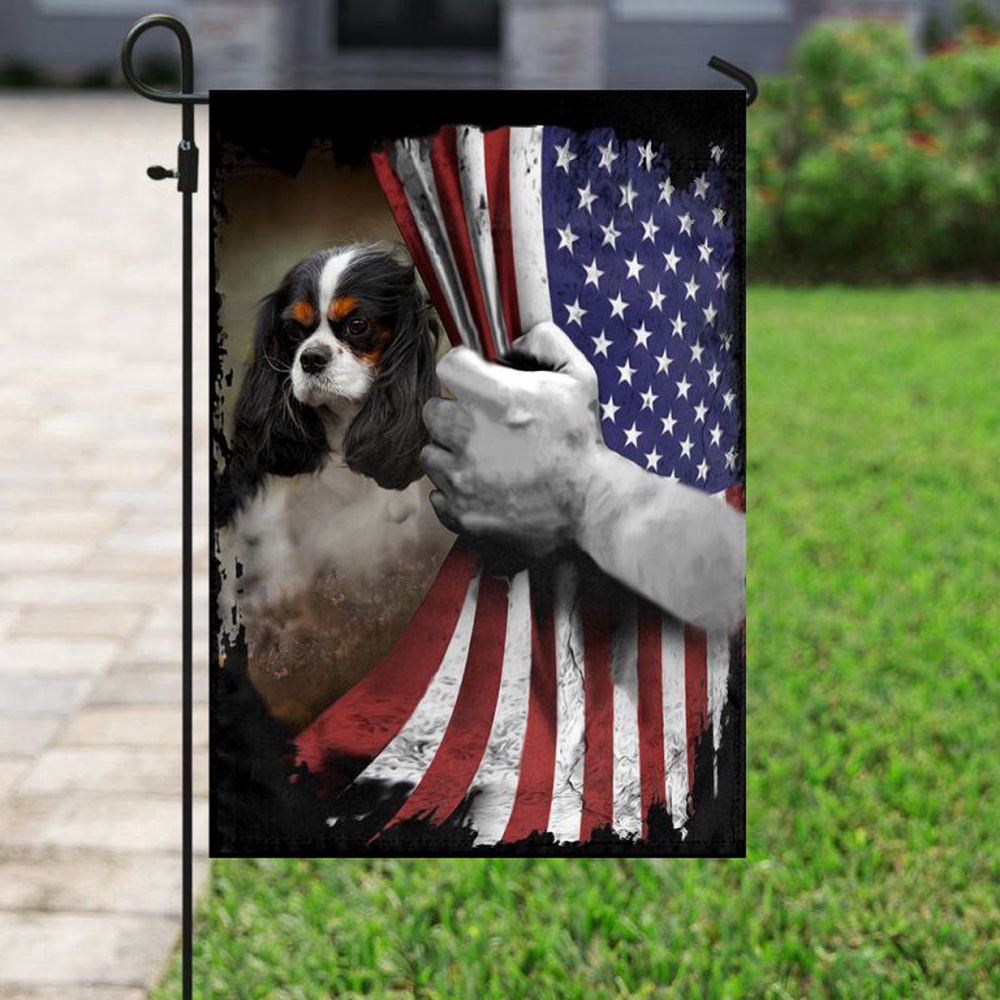 Cavalier King Charles Spaniel Independence Day US Flag Garde | Inspire ...