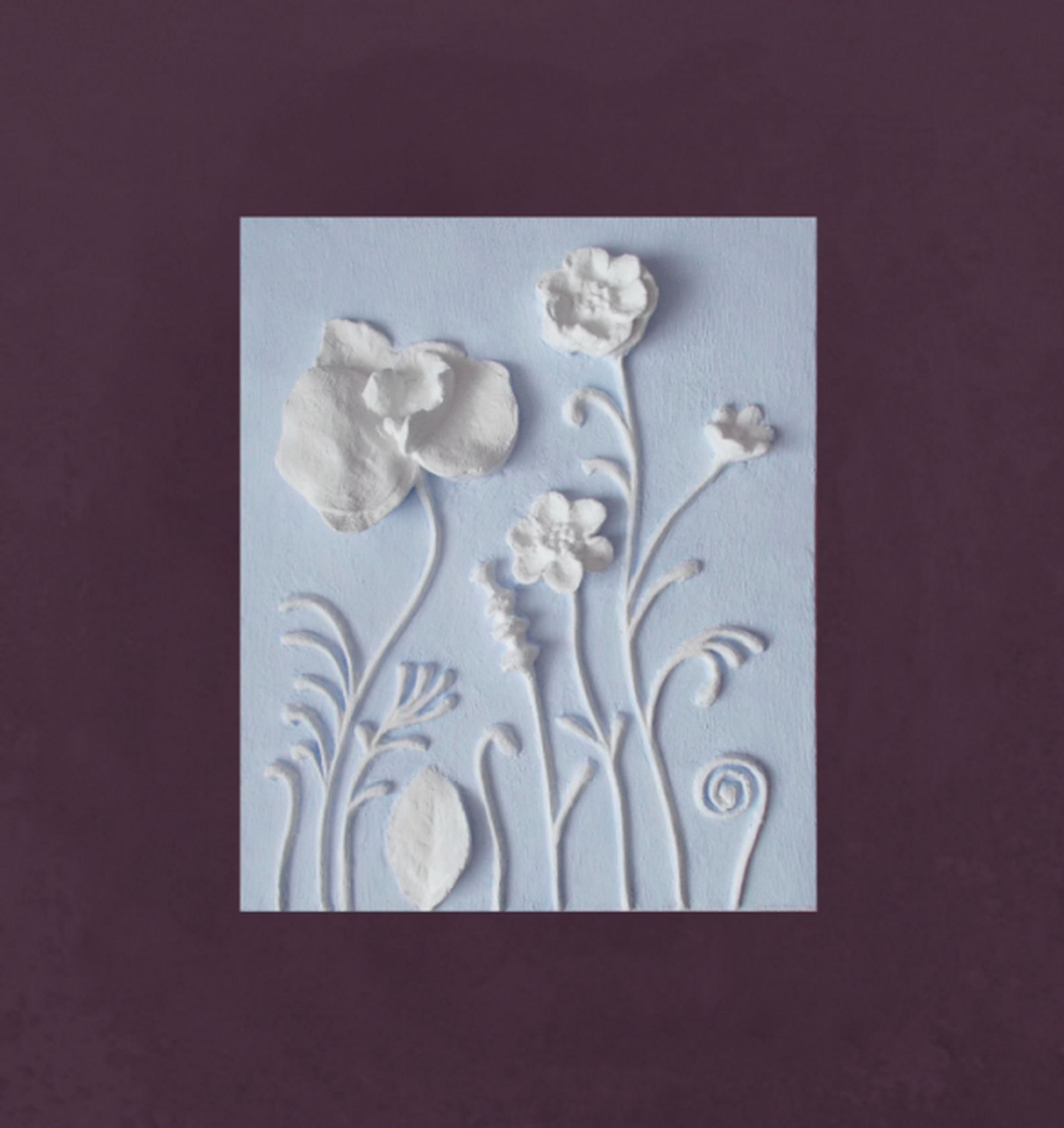 Panels gypsum 3d flower wall art Sculptural pastel sky blue | Inspire ...