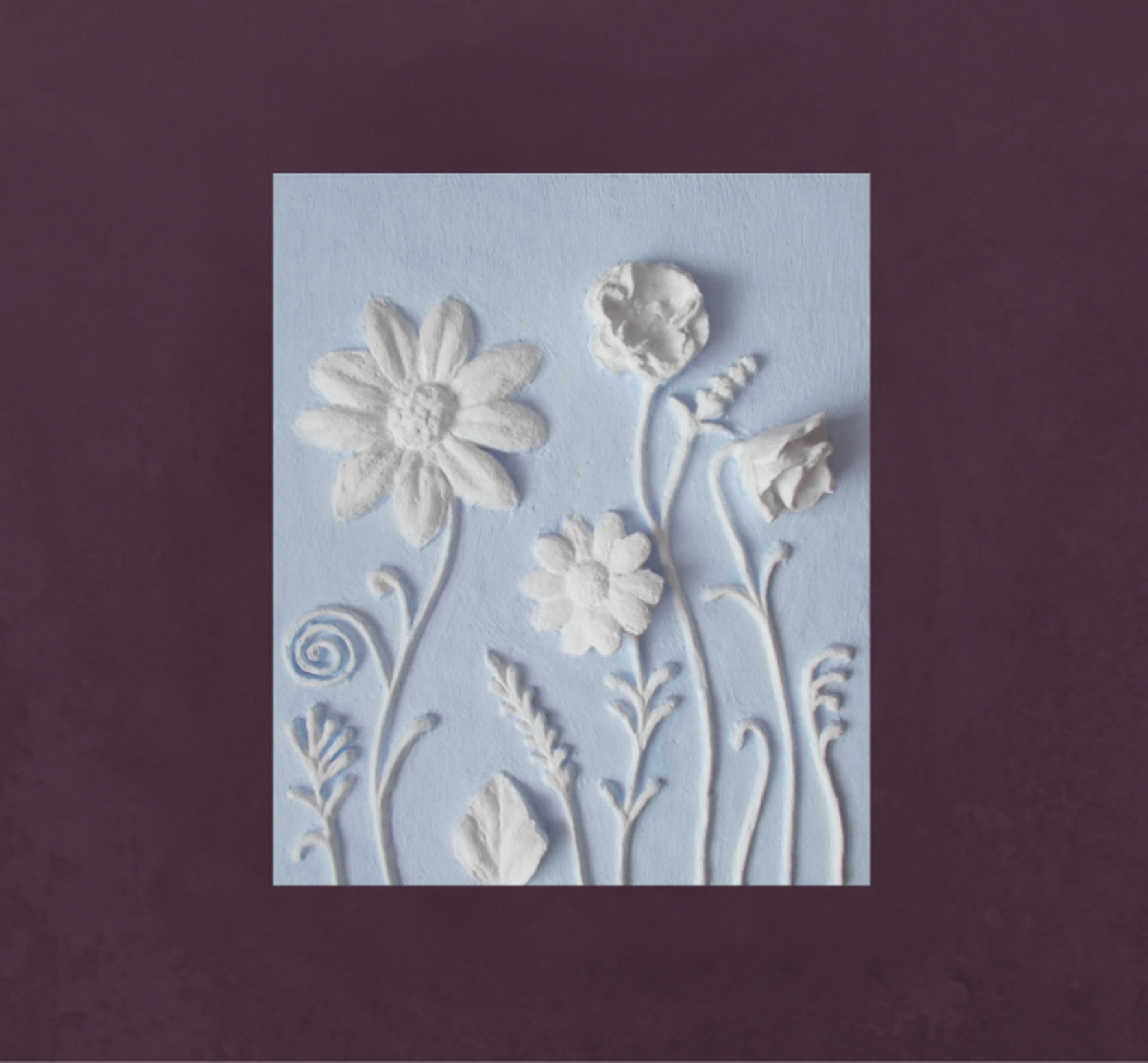 Panels gypsum 3d flower wall art Sculptural pastel sky blue | Inspire ...