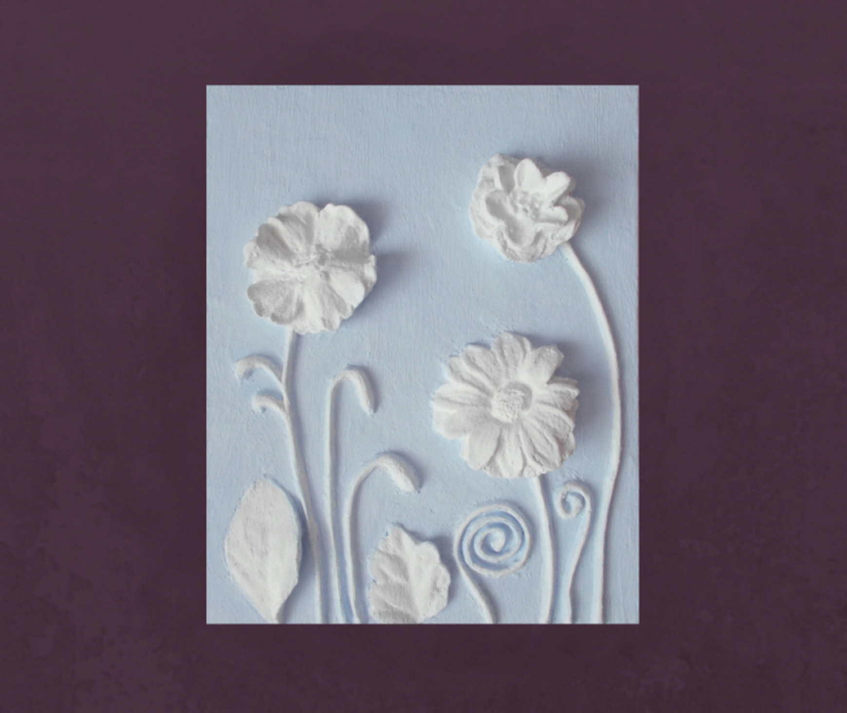 Panel gypsum 3d flower wall art Sculptural pastel sky blue b | Inspire ...