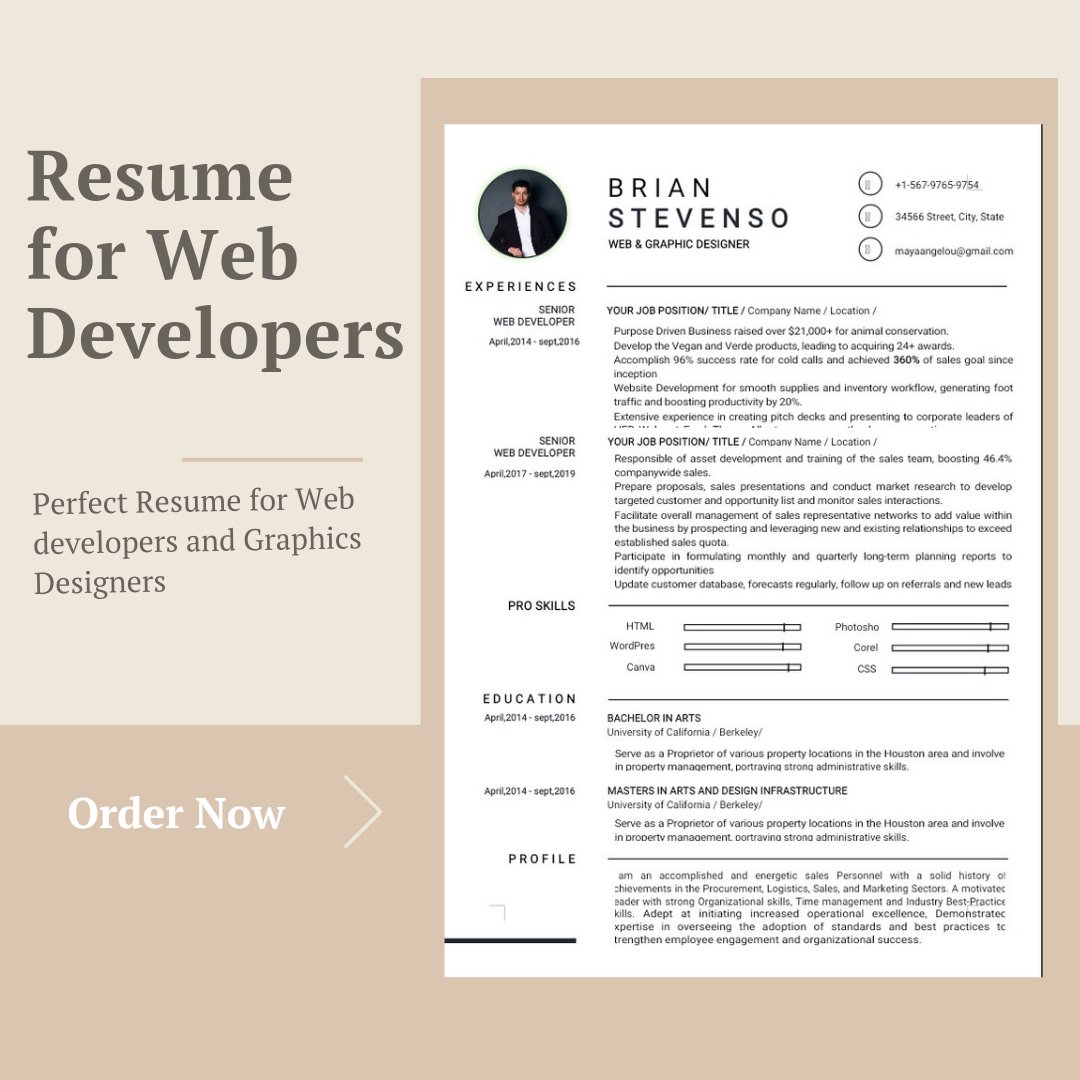 RESUME TEMPLATE FOR WEB DEVELOPERS WITH COVER LETTER | Inspire Uplift