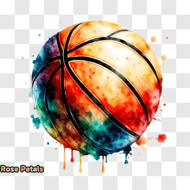 Colorful Watercolor Basketball Ball for Sports and Decor PNG | Inspire ...