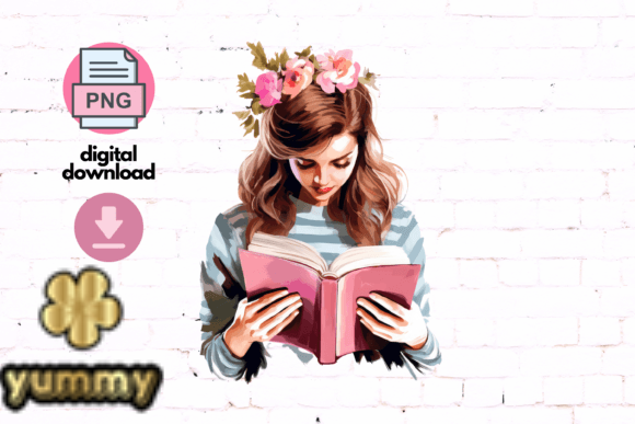 Girl Reading Book Clipart Design 74 - Inspire Uplift