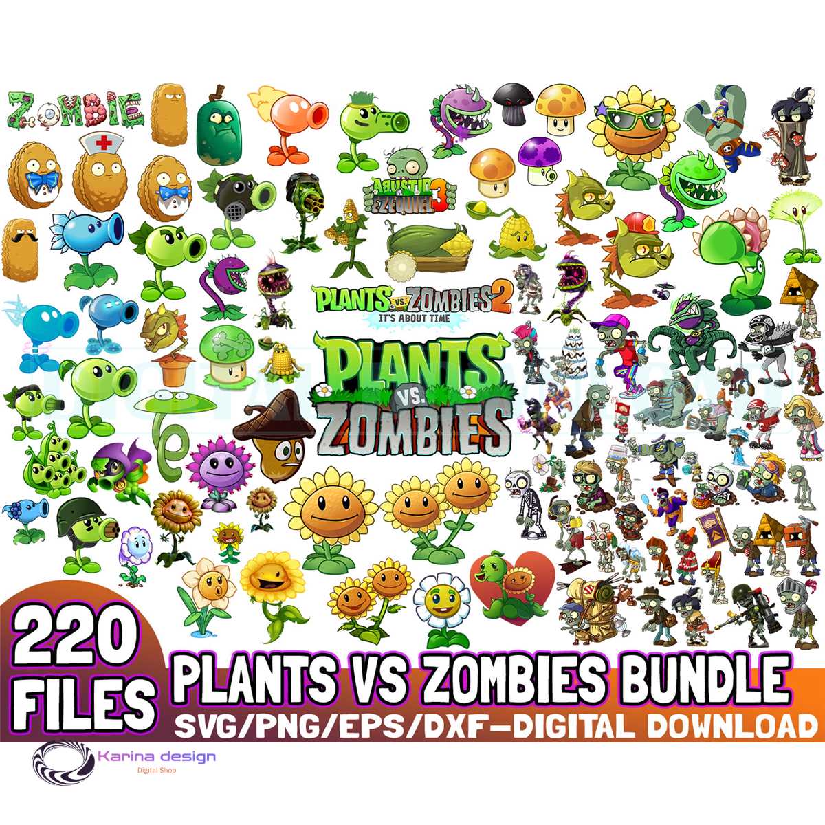220 Files Plants vs Zombies Bundle SVG File | Inspire Uplift