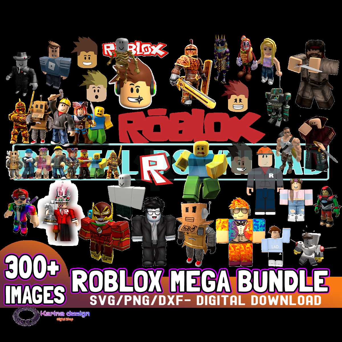 Roblox Mega Bundle 300 SVG PNG Images SVG File | Inspire Uplift