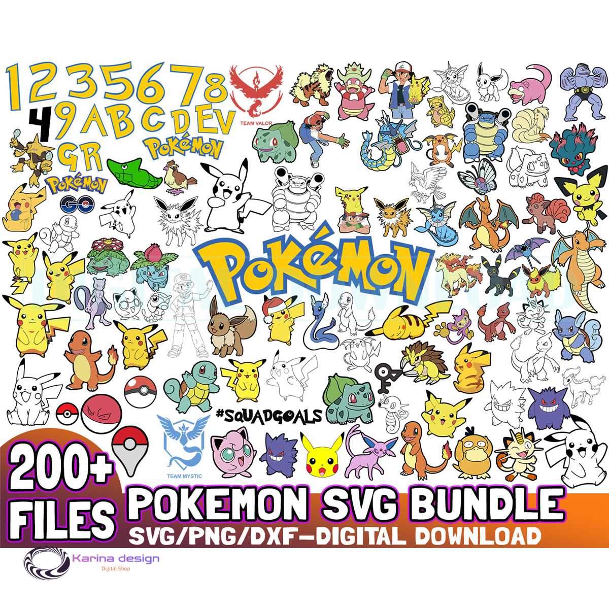 200 Pokemon SVG Bundle Design Files | Inspire Uplift