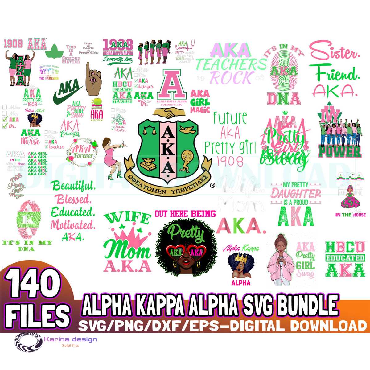 140 Files Alpha Kappa Alpha SVG Bundle File | Inspire Uplift
