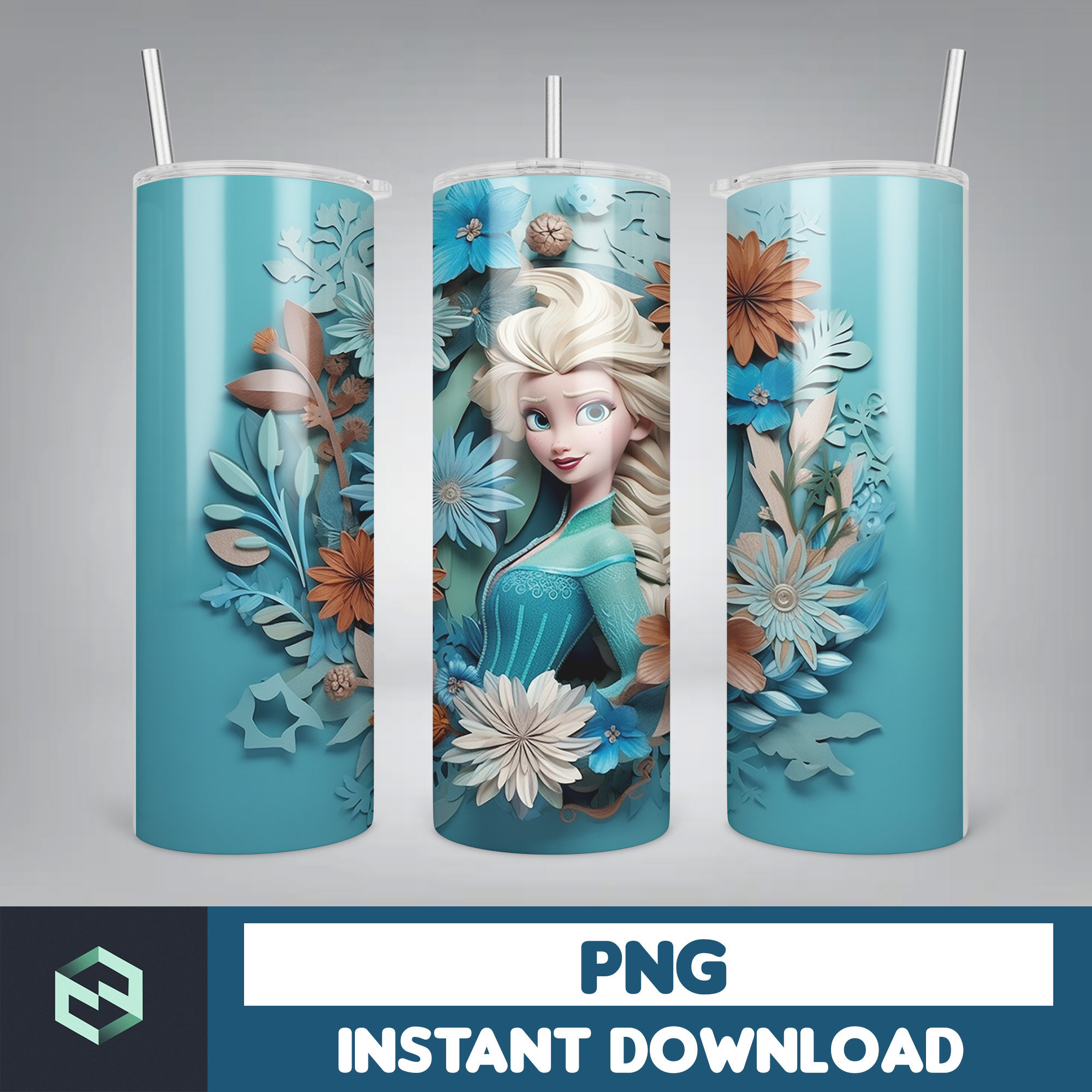 3D All Styles Cartoon 20oz Skinny Tumbler Design, 3D Floral | Inspire ...