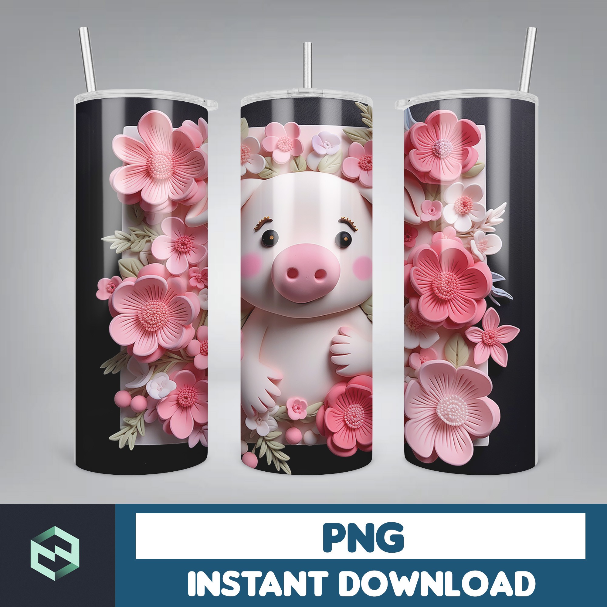 3D All Styles Cartoon 20oz Skinny Tumbler Design, 3D Floral | Inspire ...