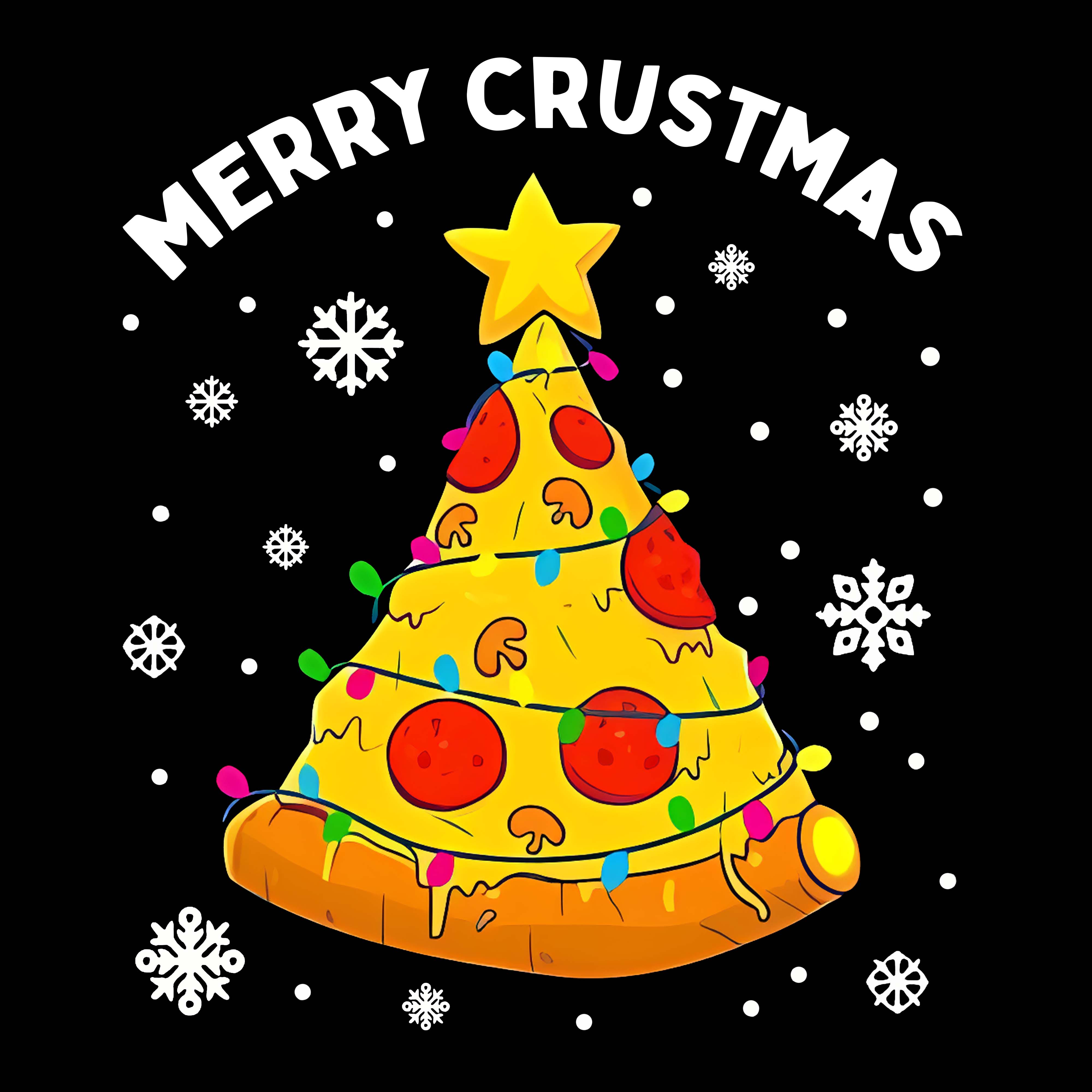 Merry Crustmas Pizza , Christmas Tree , Snow Flakes Christma | Inspire ...