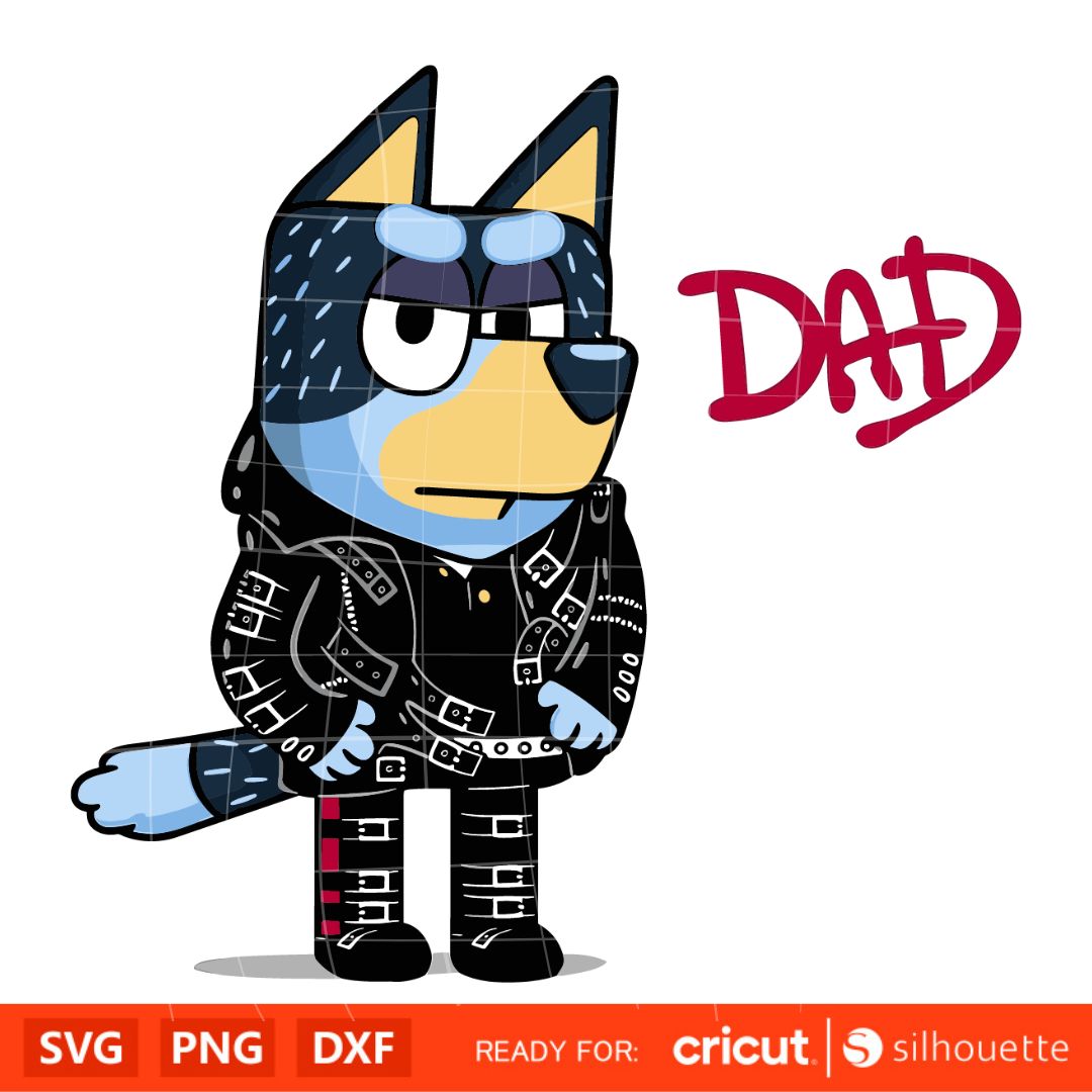 Bluey Dad Rock Lover, Bluey Familly Svg, Bluey Cartoon Svg, | Inspire ...