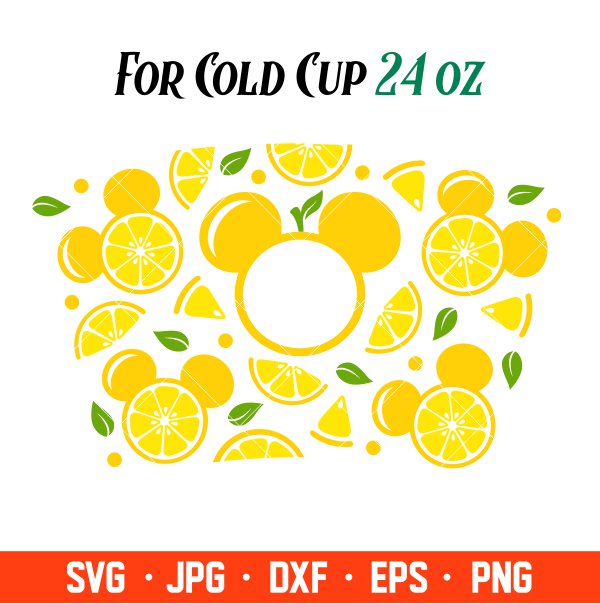 Lemon Mickey Mouse Full Wrap Svg, Starbucks Svg, Coffee Ring | Inspire ...