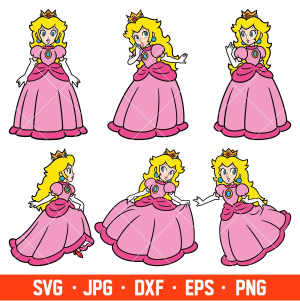 Princess Peach Bundle Svg, Mario Characters Svg, Super Mario - Inspire ...