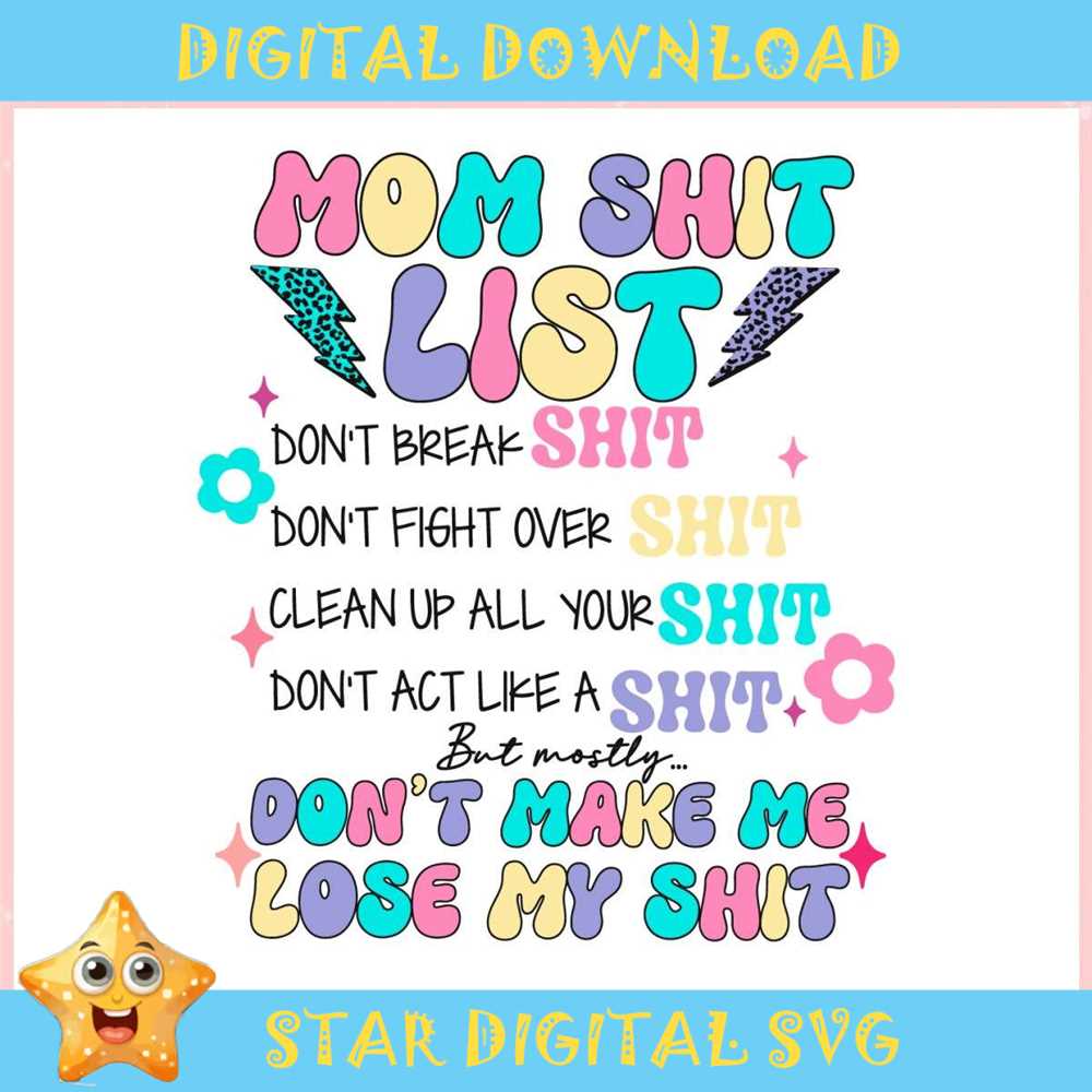 Mom Shit List Dont Make Me Lose My Shit ,Trending, Mothers d | Inspire ...