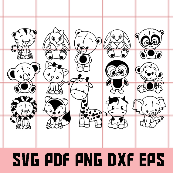 Cute animal SVG, Cute animal Clipart, Cute animal Vector, Cu - Inspire ...