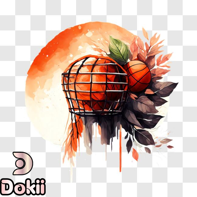 Basketball ball in an Orange Cage with Full Moon PNG Design | Inspire ...