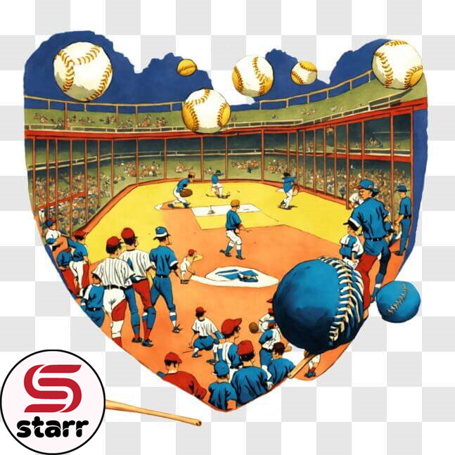Heart shaped Baseball Field with Players and Flying Baseball | Inspire ...
