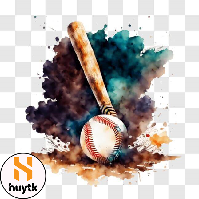 Abstract Baseball Artwork with Watercolor Background PNG Des | Inspire ...