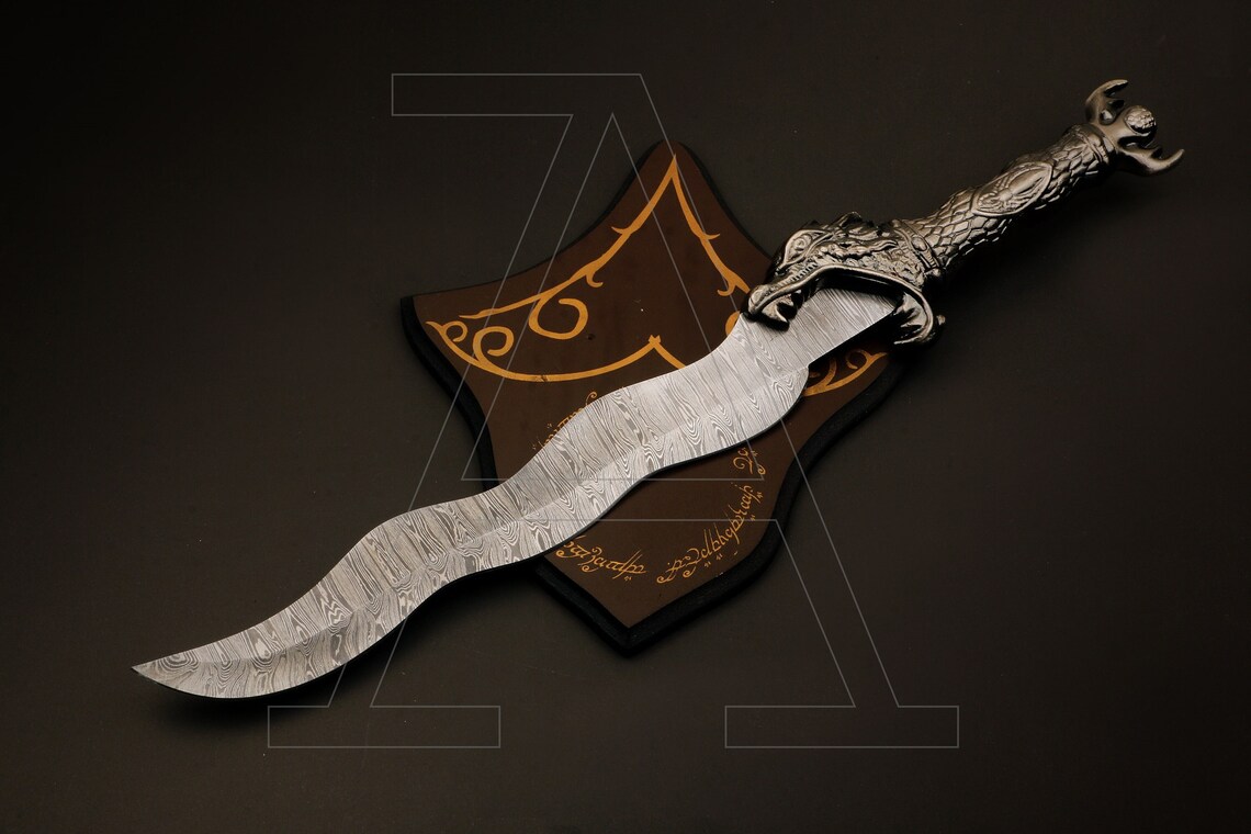 Handmade Damascus Steel Dragon Dagger knife With leather she | Inspire ...
