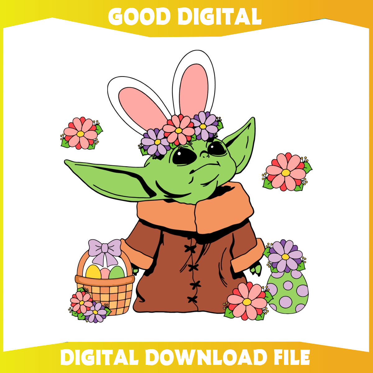 Floral Baby Yoda Easter Eggs SVG276 | Inspire Uplift
