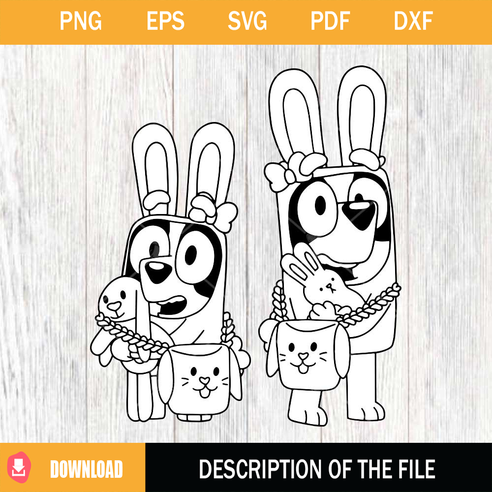 Bluey Easter Day SVG, Bluey And Bingo Easter Bunny SVG PNG E | Inspire ...
