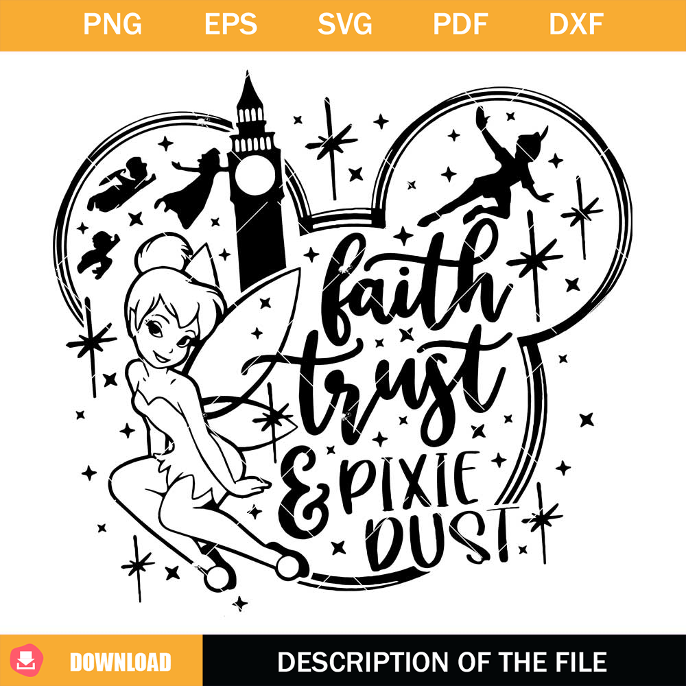 Faith Trust & Pixie Dust Svg, Disney Quote Svg | Inspire Uplift