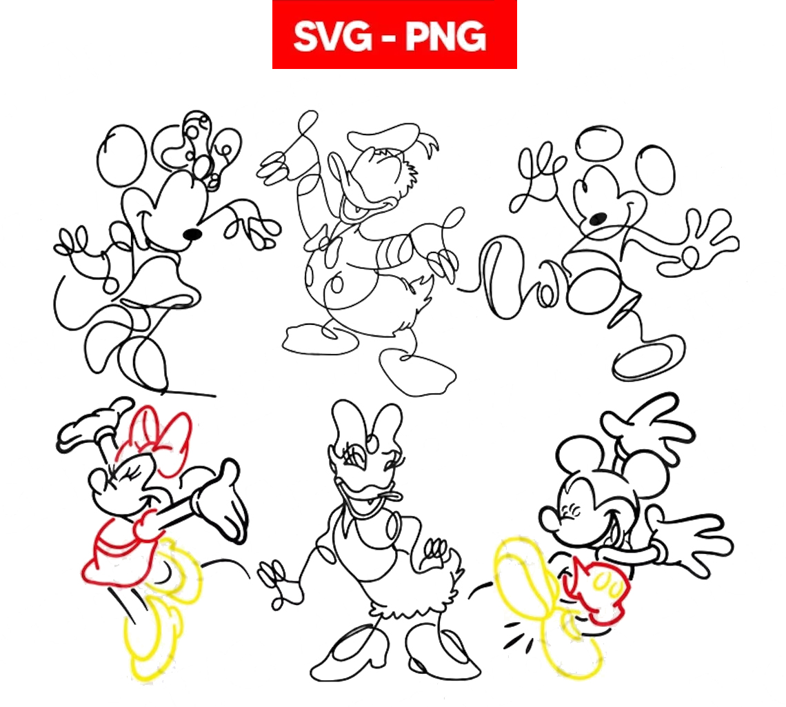 Mickey Outline Line Drawing Svg, Minnie Outline Line Drawing - Inspire ...