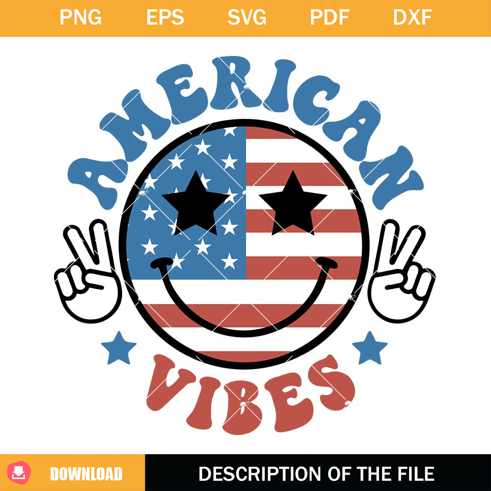 American Vibes Emoiji Svg, Retro 4th of July Svg, Patriotic | Inspire ...