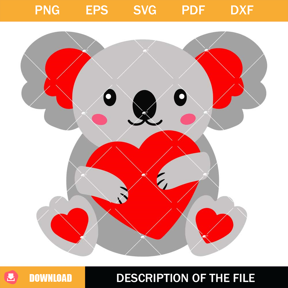 Cute Koala Valentines Day Svg, Cute Koala Svg, Koala Svg - Inspire Uplift